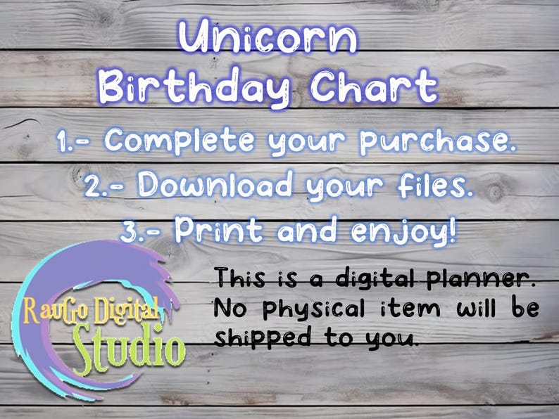 Unicorn Birthday Chart Track Student Birthdays Printable Digital ...