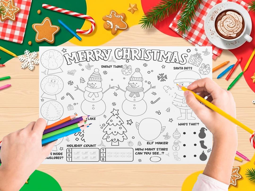 Christmas Activity Placemat for Kids | Holiday Games Printable ...
