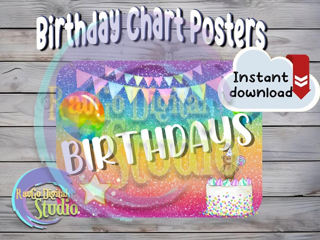 Glitter Birthday Chart for Classrooms | Printable | Student Birthday ...