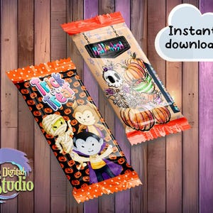 Halloween Chocolate Bar Wrappers | Set 8 Printable Designs | Spooky ...
