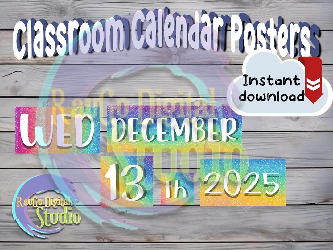 Glitter Classroom Calendar | Colorful Printable | Monthly Planner ...