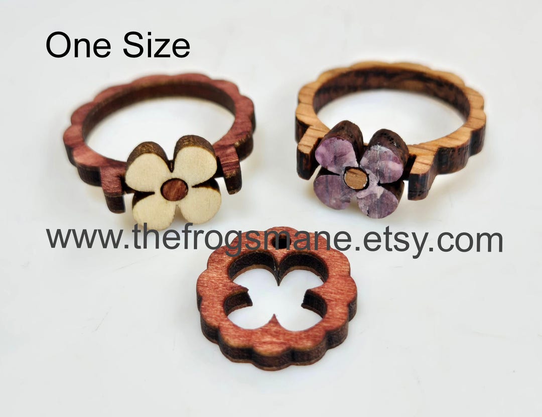 DIGITAL File One Size Four Petal Flower Ring and Pendant Jewelry Laser ...