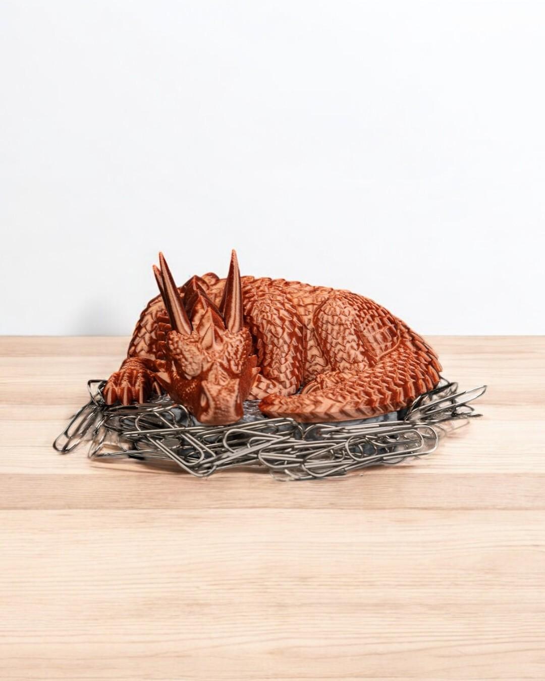 3D Printed Sleeping Dragon Paperweight and Paperclip Holder Unique Desk ...