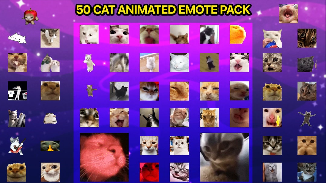 PAQUETE DE 50 EMOTES ANIMADOS Gato para alertas de Twitch, YouTube y ...