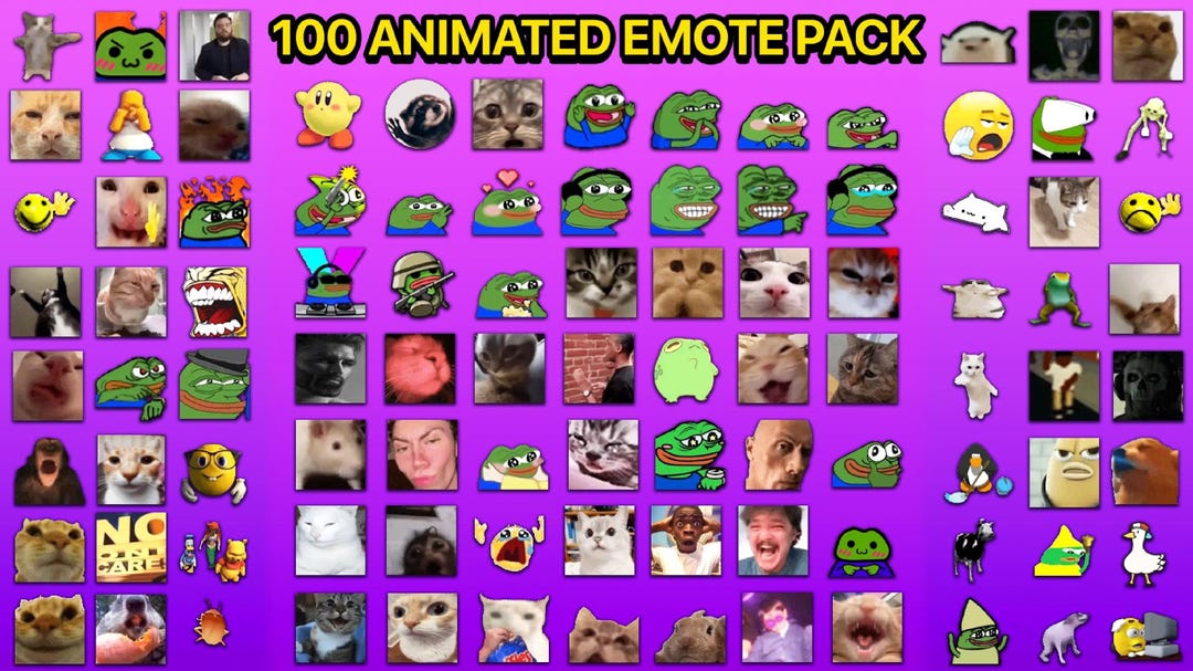 100 Animated Emote Pack Twitch Emotes Youtube Alerts Discord Icons ...