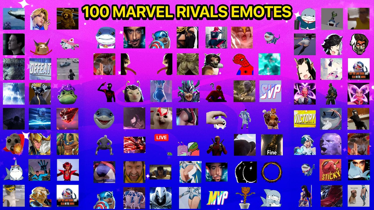 100 MARVEL RIVALS EMOTE Pack - Meme Emote | Stream Emote | Animate ...