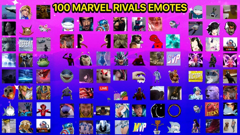 100 Marvel Rivals Animated Emotes for Twitch, Discord & Kick | Jeff the ...