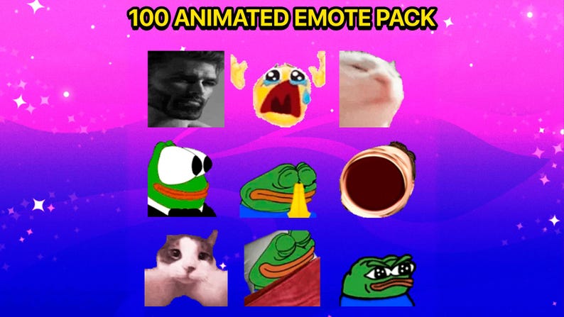 100 Twitch Emotes Pack With Animated Meme Reactions for Discord and ...