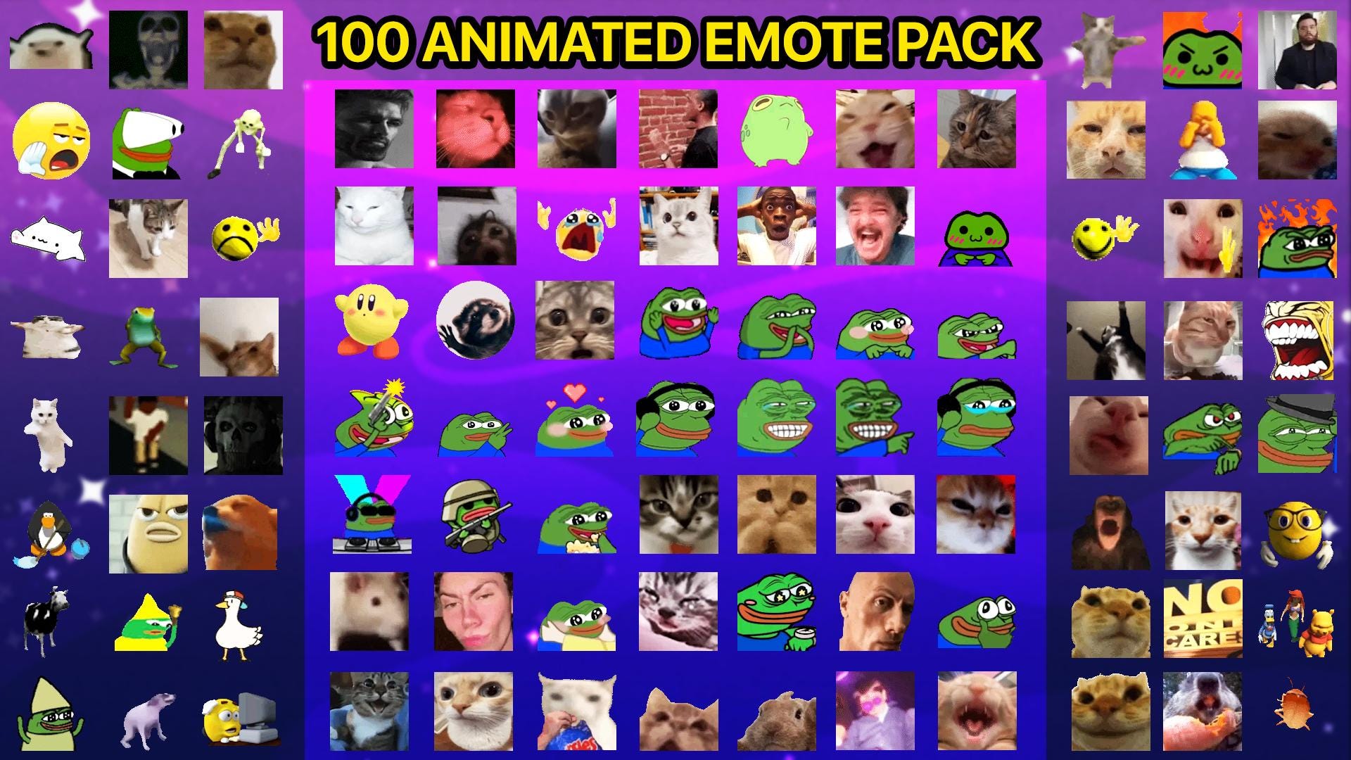 100 ANIMATED EMOTE Pack for Twitch, Youtube and Discord Meme Emote ...