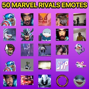 50 Marvel Rivals Animated Emotes for Twitch, Discord & Kick | Jeff the ...