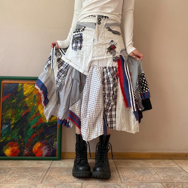 Stunning Steampunk Avantgarde Asymmetrical Patchwork Skirt - Etsy