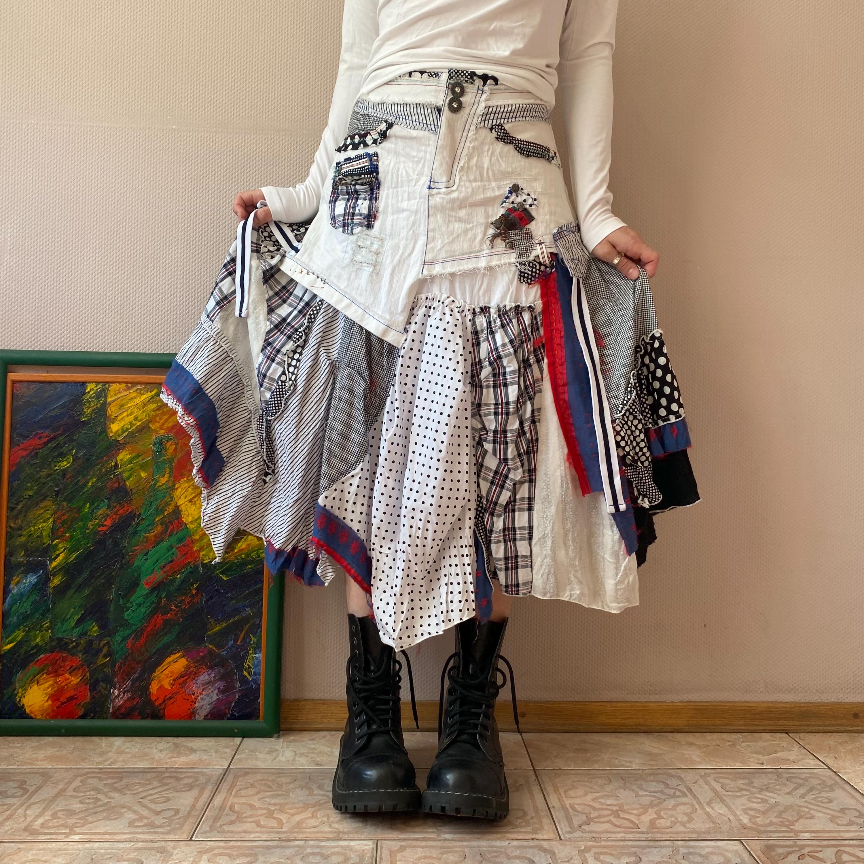 Stunning Steampunk Avantgarde Asymmetrical Patchwork Skirt - Etsy