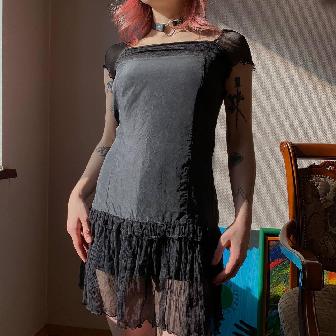 Gorgeous Silk Sheer Vintage Gothic Preppy Midi Dress - Etsy