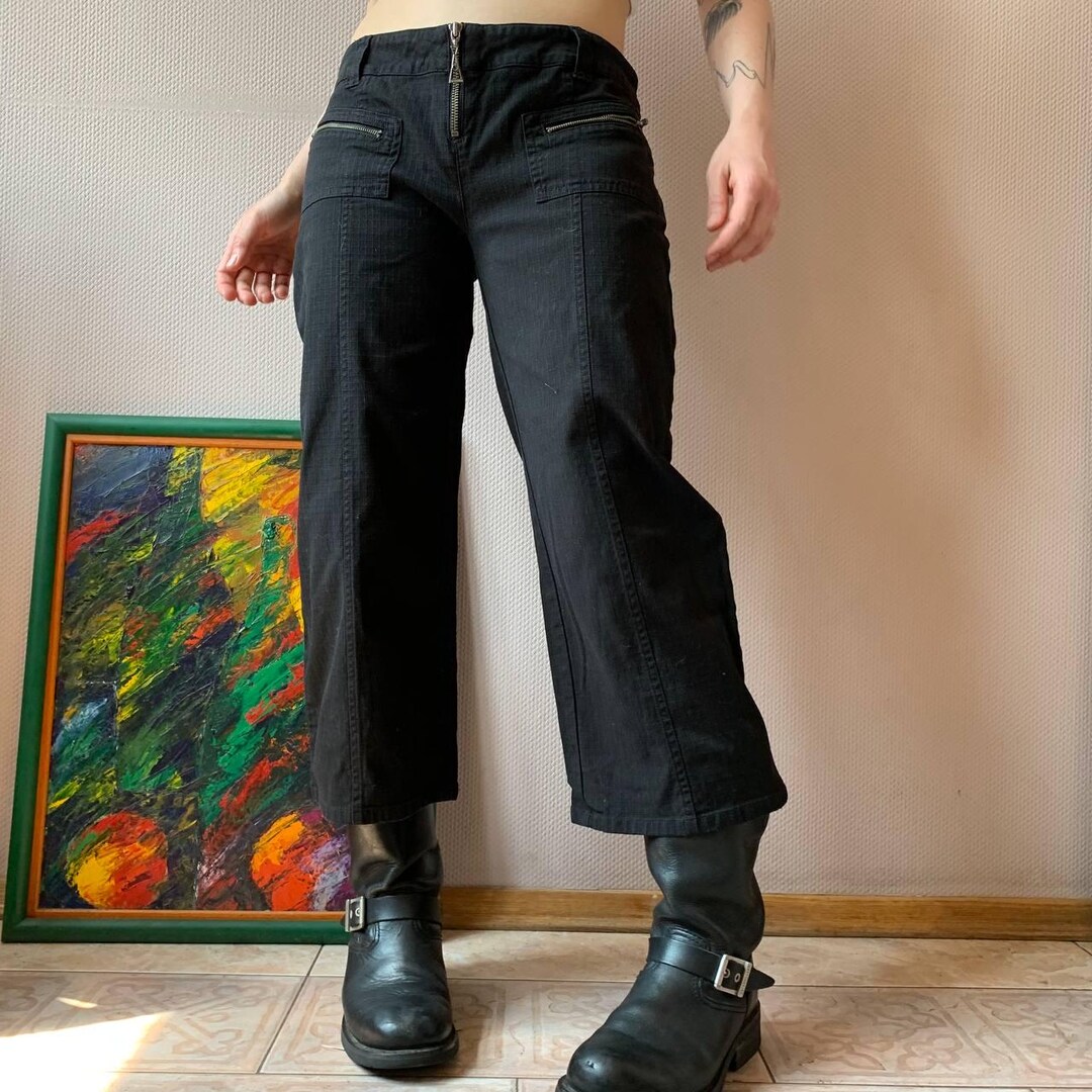 Vintage Y2K JLO Black Cargo Pants – 2000s Streetwear Utility Trousers ...