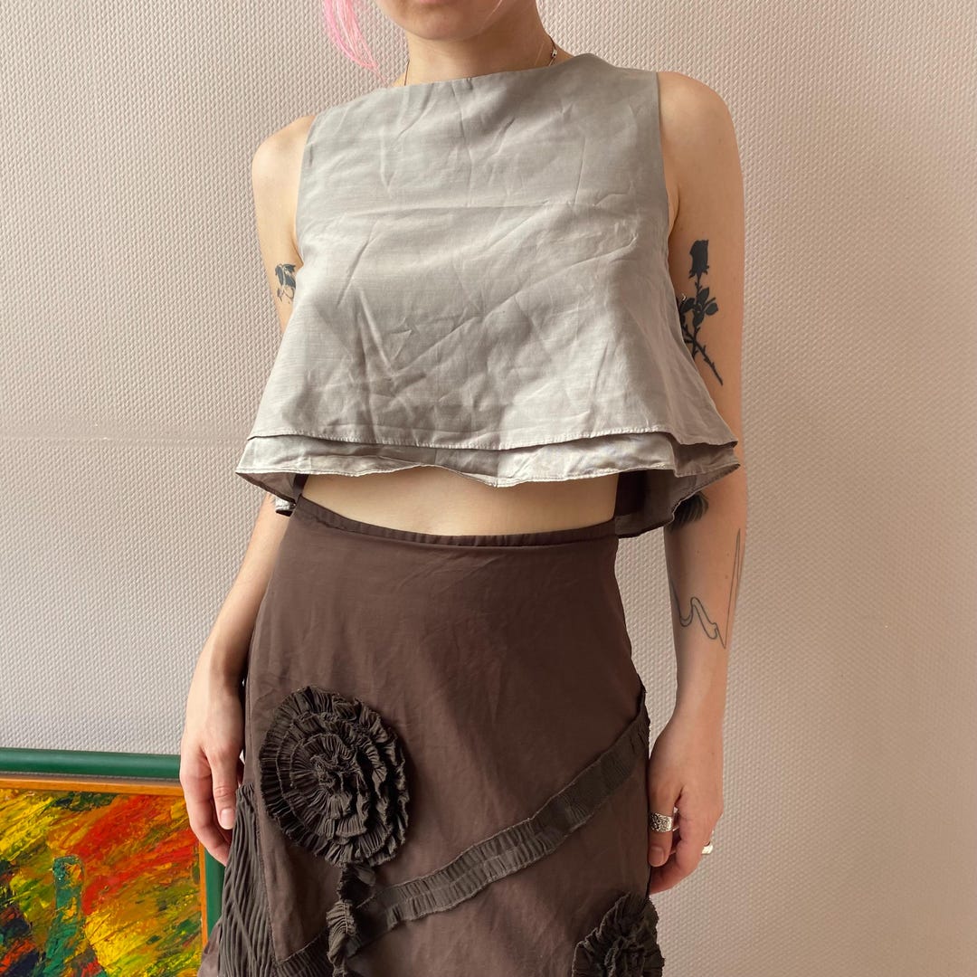 Deadstock Kimem Cotton Silk Cropped Layered Preppy Top - Etsy