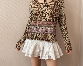 Glossy Animal Print Top / Black Gold Metallic T-shirt Glossy Animal Print Top / Black Gold Metallic T-shirt