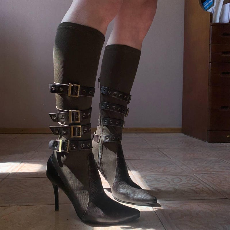 Y2k Buckle Boots - Etsy UK