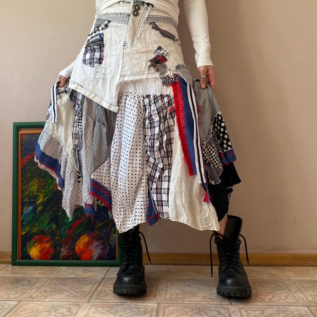Stunning Steampunk Avantgarde Asymmetrical Patchwork Skirt - Etsy