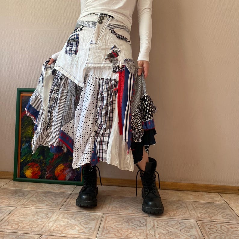 Stunning Steampunk Avantgarde Asymmetrical Patchwork Skirt - Etsy