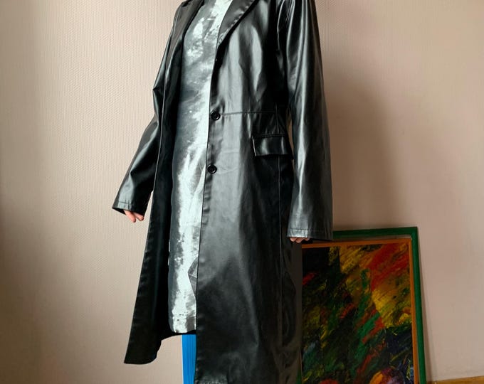 Vtg Deadstock Cyberpunk Ecoleather 90s Carrie Maxi Coat - Etsy