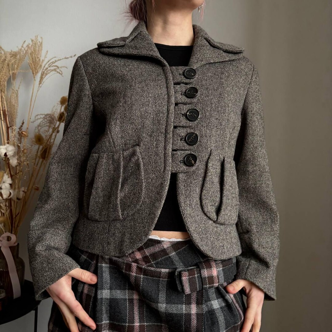 Vintage Wool Cashmere Preppy Jacket — Tailored Button Front Short Coat ...