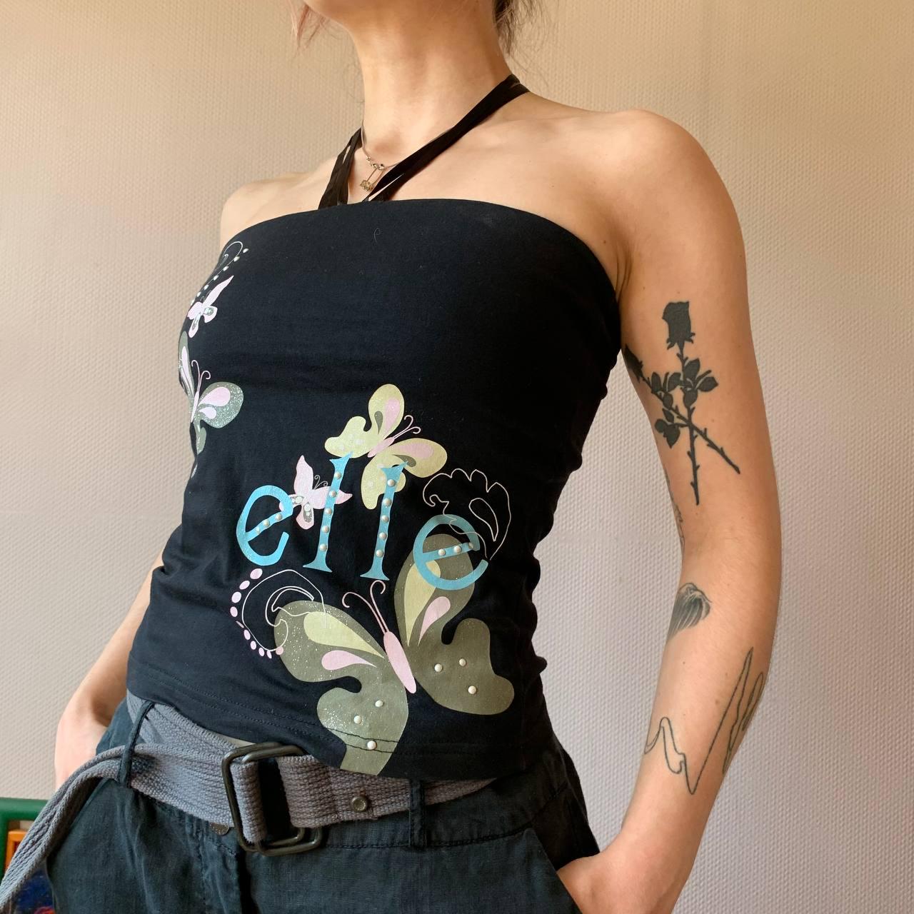 Y2K ELLE Butterfly Tube Top With Halter Ties - Etsy