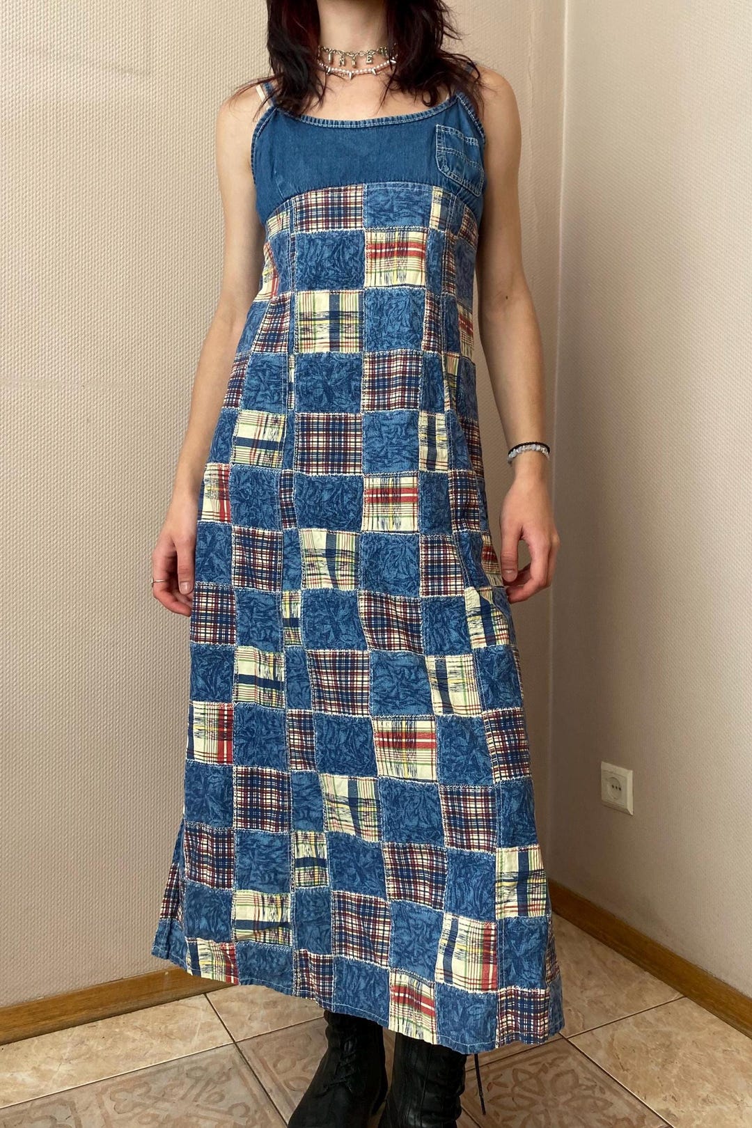 Vintage Parisians Patchwork Pattern Cottage Core Cotton Dress - Etsy