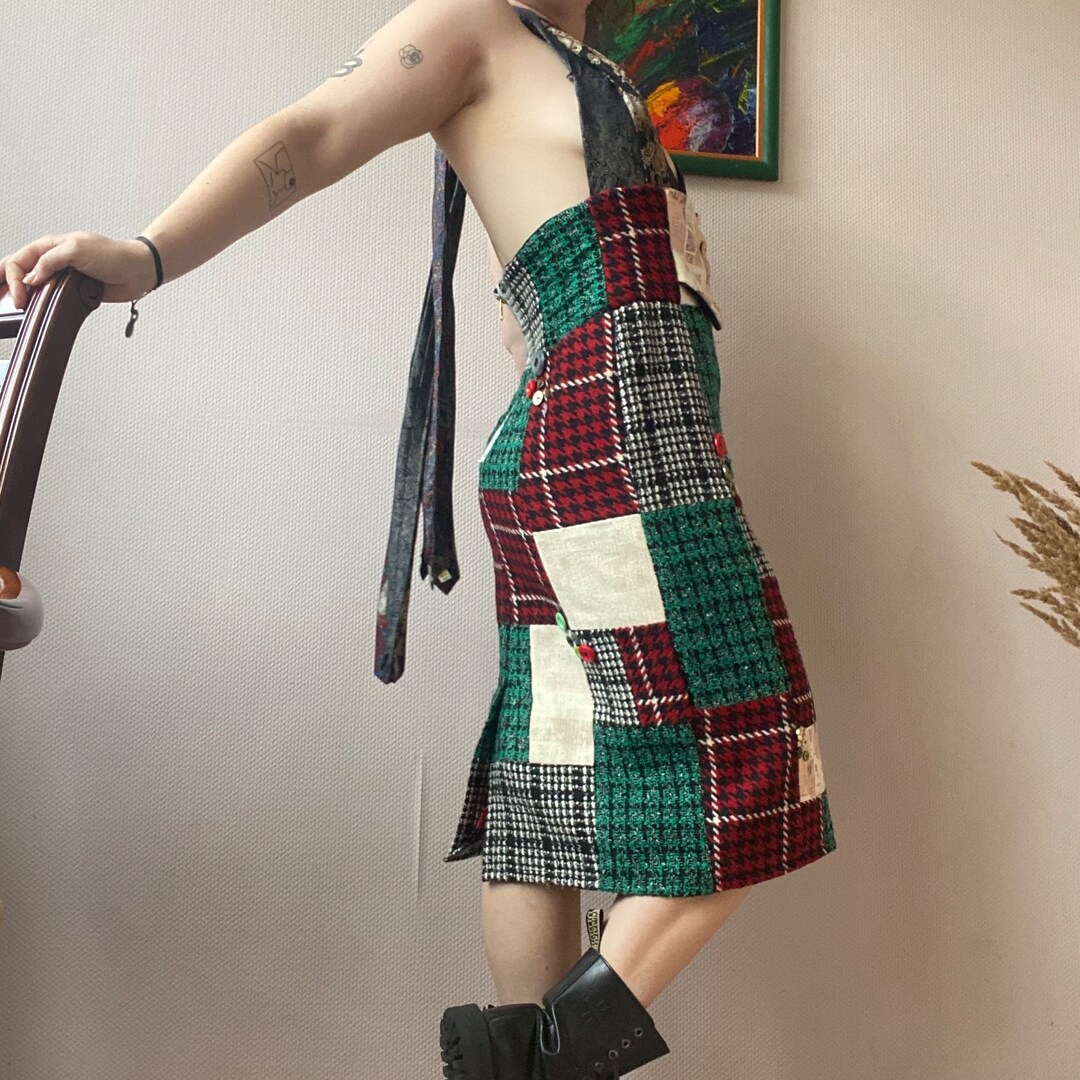 Gorgeous Unique Vintage Patchwork Handmade Dress of Tiers Wool and ...