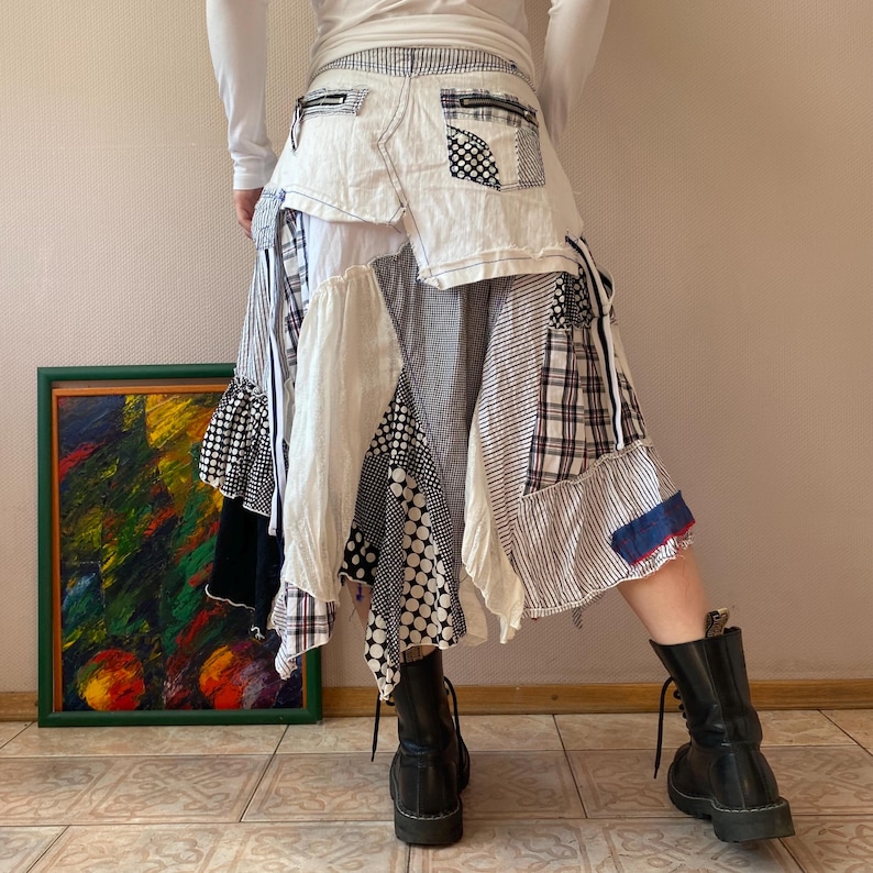 Stunning Steampunk Avantgarde Asymmetrical Patchwork Skirt - Etsy
