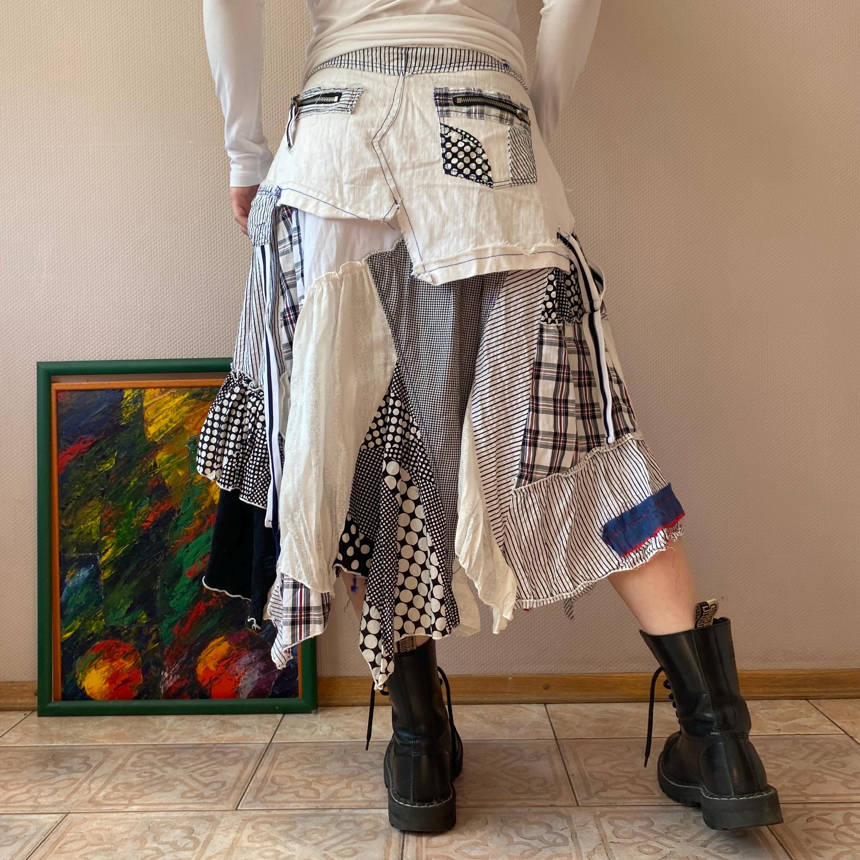 Stunning Steampunk Avantgarde Asymmetrical Patchwork Skirt - Etsy