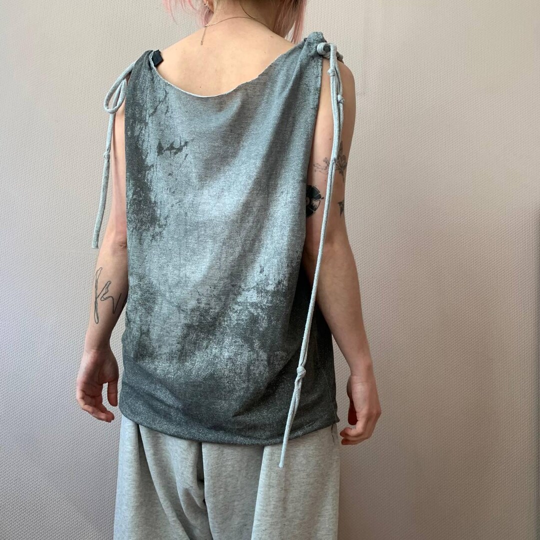Allsaints Metallic Tie Strap Top: 2000s Glam Rock Indie Sleaze - Etsy