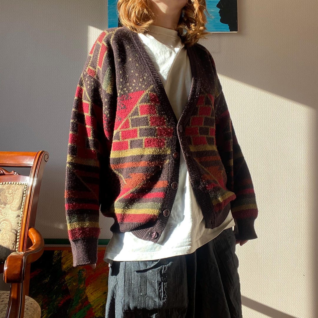 Italian Vintage Wool Blend Cozy Granpa Cardigan - Etsy