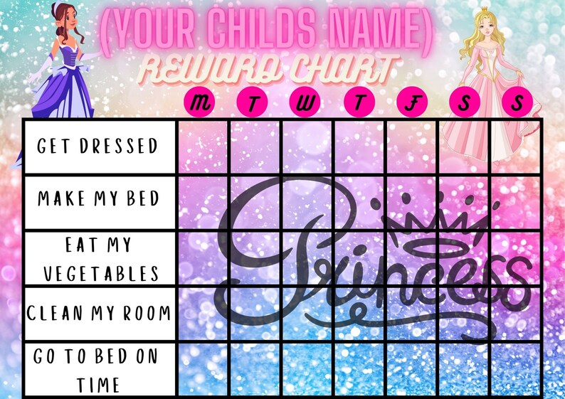 Princess Reward/chore Chart - Etsy