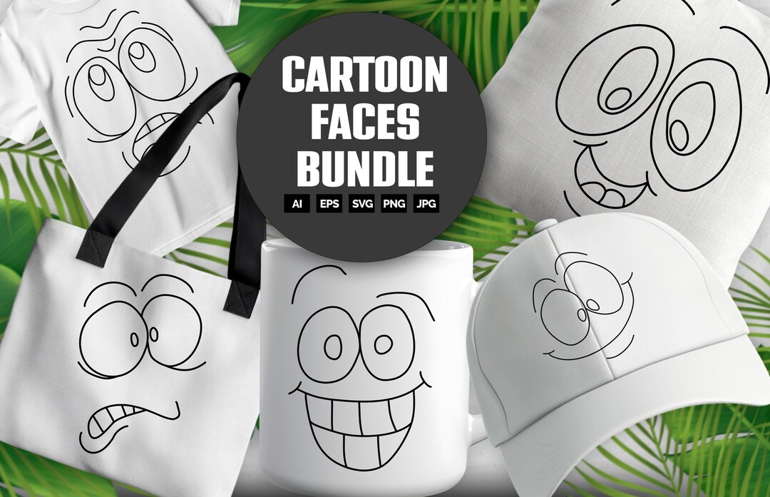 Cartoon Faces Svg Bundle – Cute Emoticon & Facial Expression Clipart ...