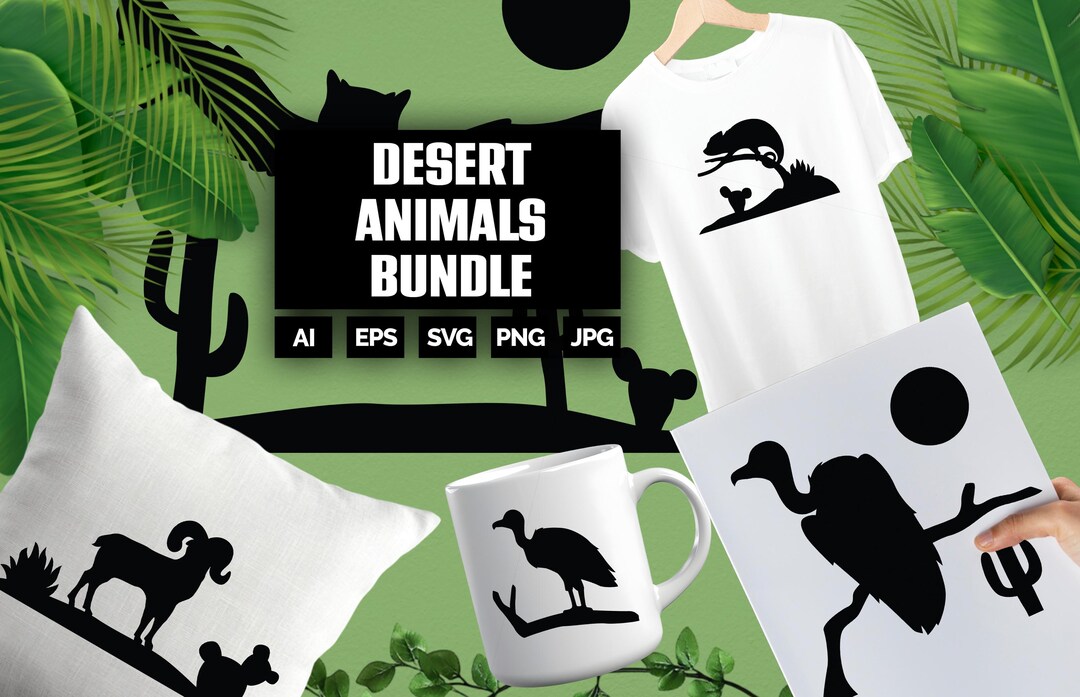 Desert Animals Silhouette Digital Art Bundle | Eps, Jpg, Png, Svg ...