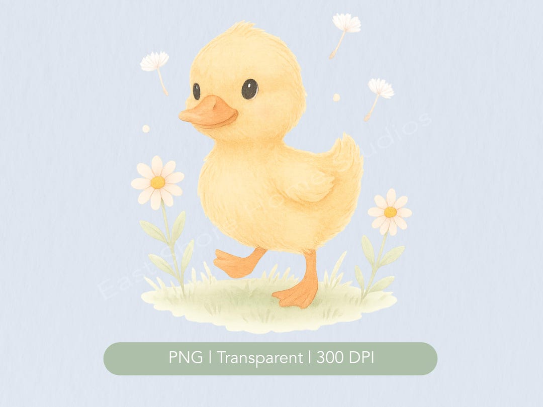 Baby Duck PNG Clipart, Watercolor Duckling Nursery Wall Art Printable ...