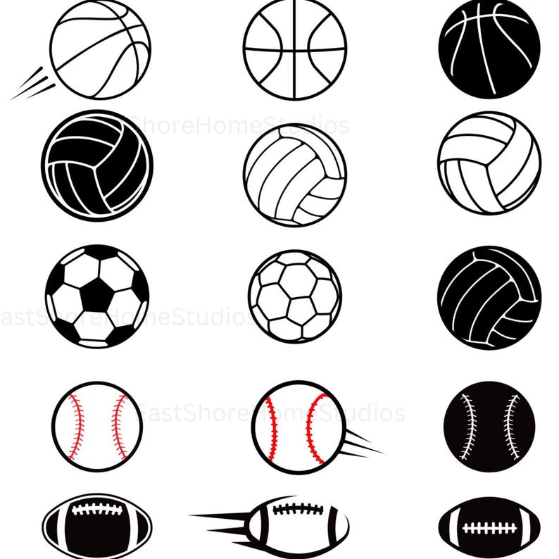 Sports Balls Svg Bundle | Basketball, Soccer, Volleyball, Baseball ...