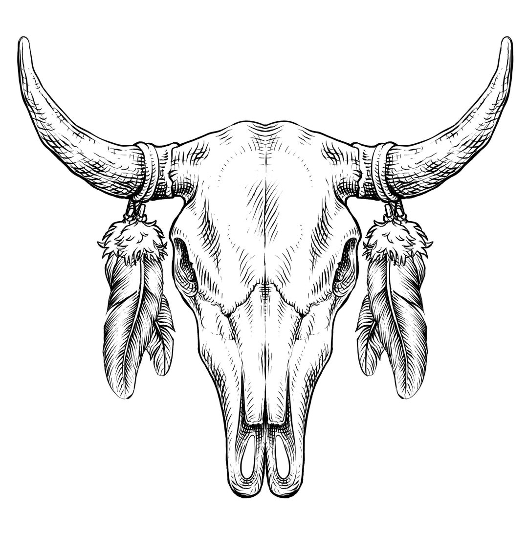 Steer Skull PNG | Western Boho Cow Skull Clipart for Sublimation and ...