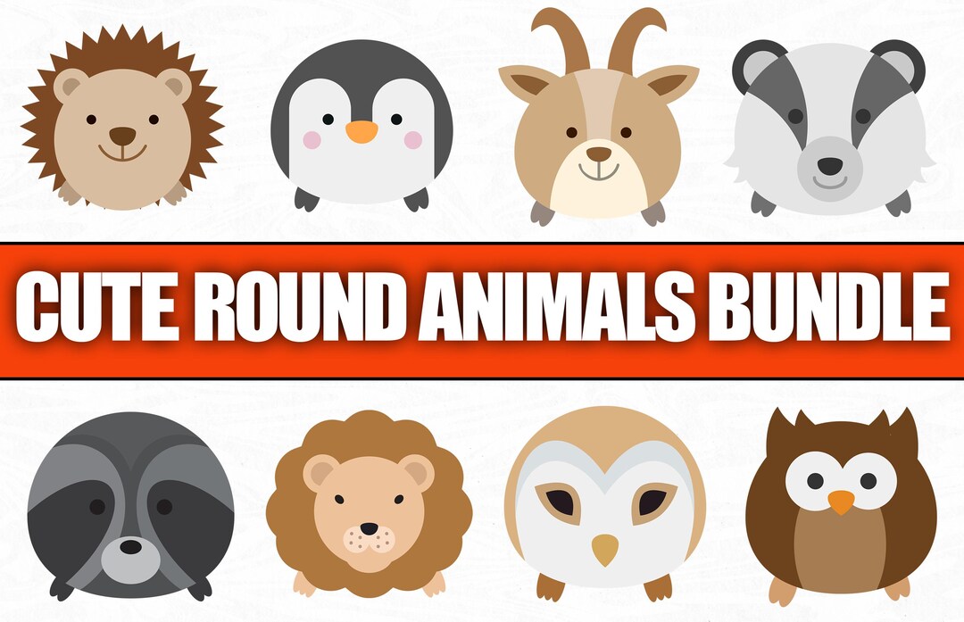 Cute Round Animal Clipart Bundle | 29 Animals | Svg Png Eps Jpg Pdf Ai ...