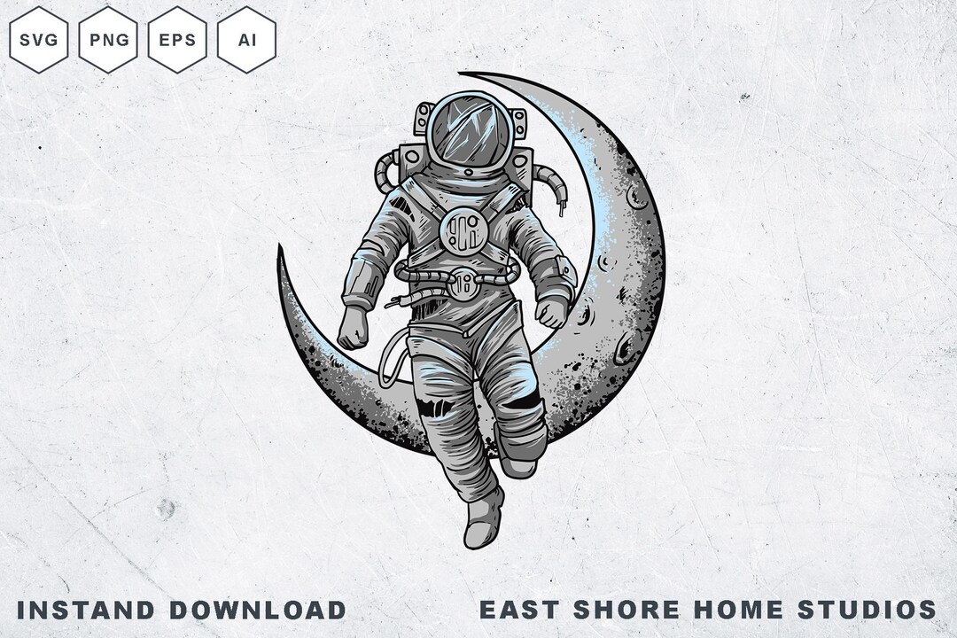 Astronaut Moon SVG PNG, Space Exploration Design, Retro Space Suit ...