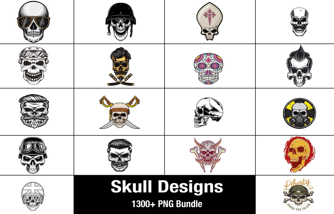 1300+ Skull PNG Bundle - High-resolution Skull Clipart, Sugar Skulls ...