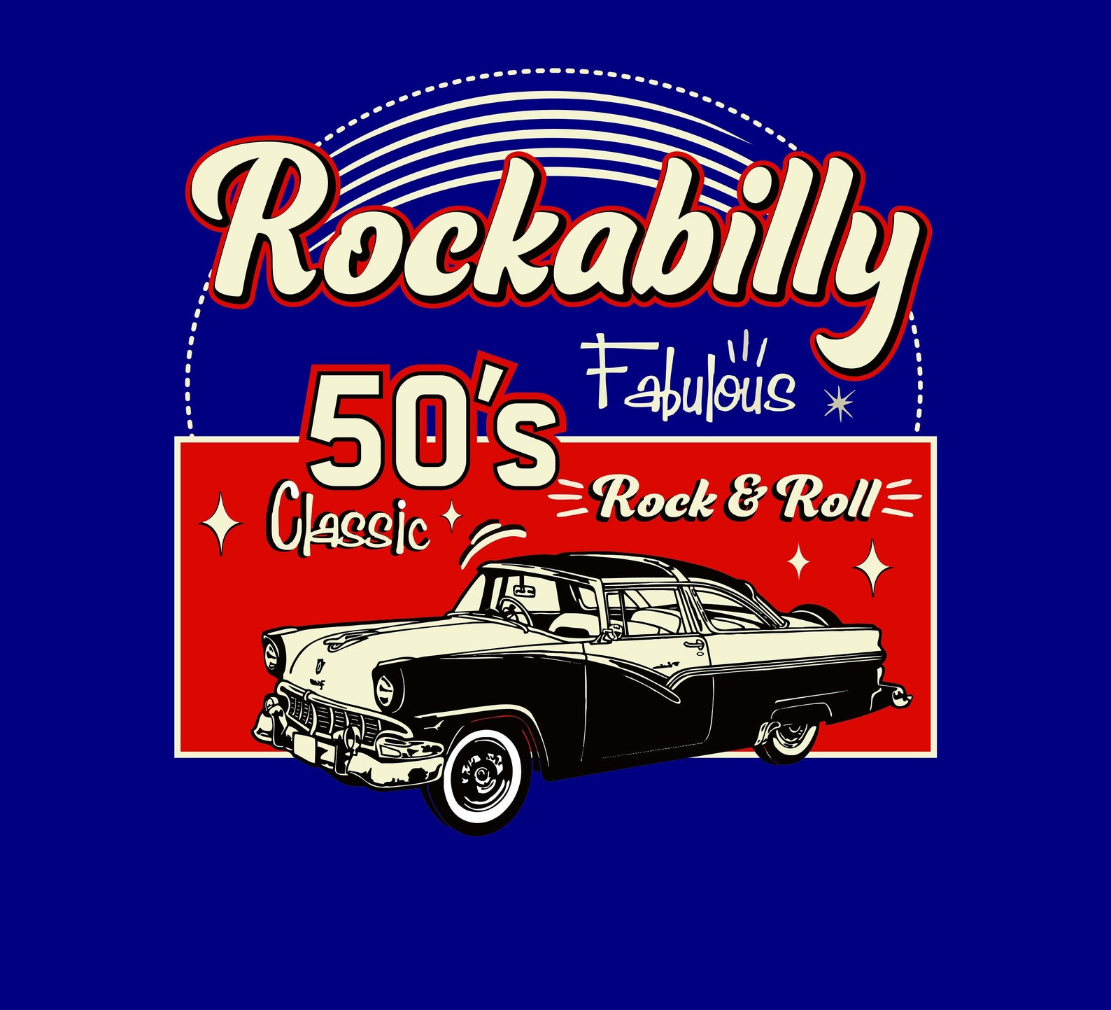 Vintage Rockabilly 1950s Car SVG | Retro Rock & Roll PNG | Classic Car ...