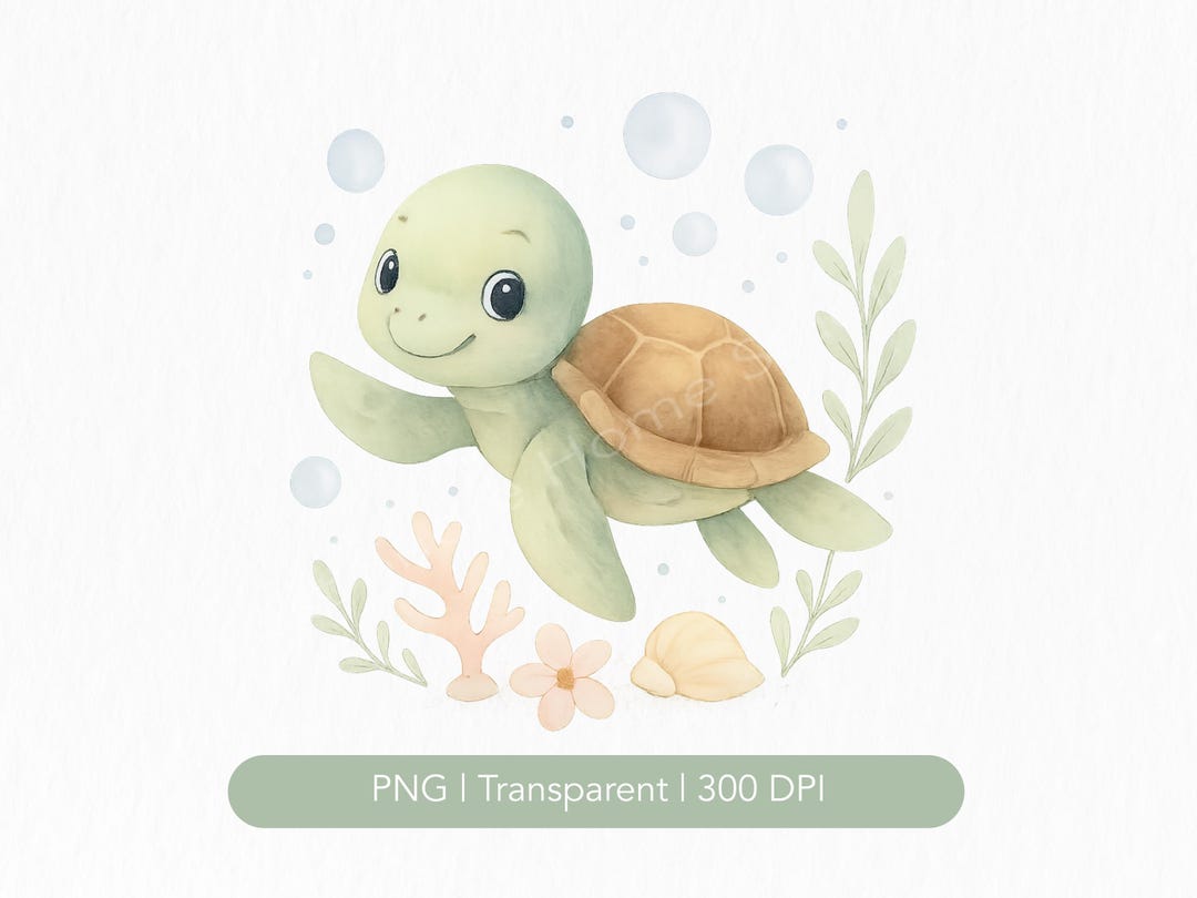 Baby Turtle PNG Clipart, Watercolor Sea Turtle Nursery Wall Art ...