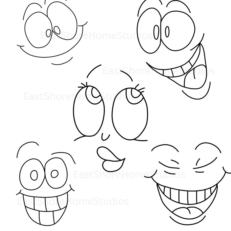 Cartoon Faces Svg Bundle – Cute Emoticon & Facial Expression Clipart ...