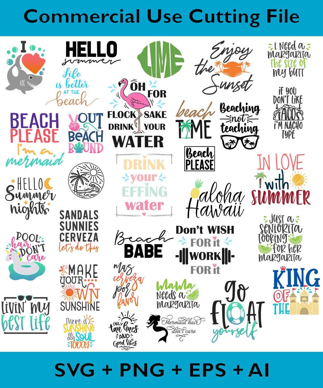 214 Summer SVG Mega Bundle | Sun, Beach, Vacation Designs | Perfect for ...