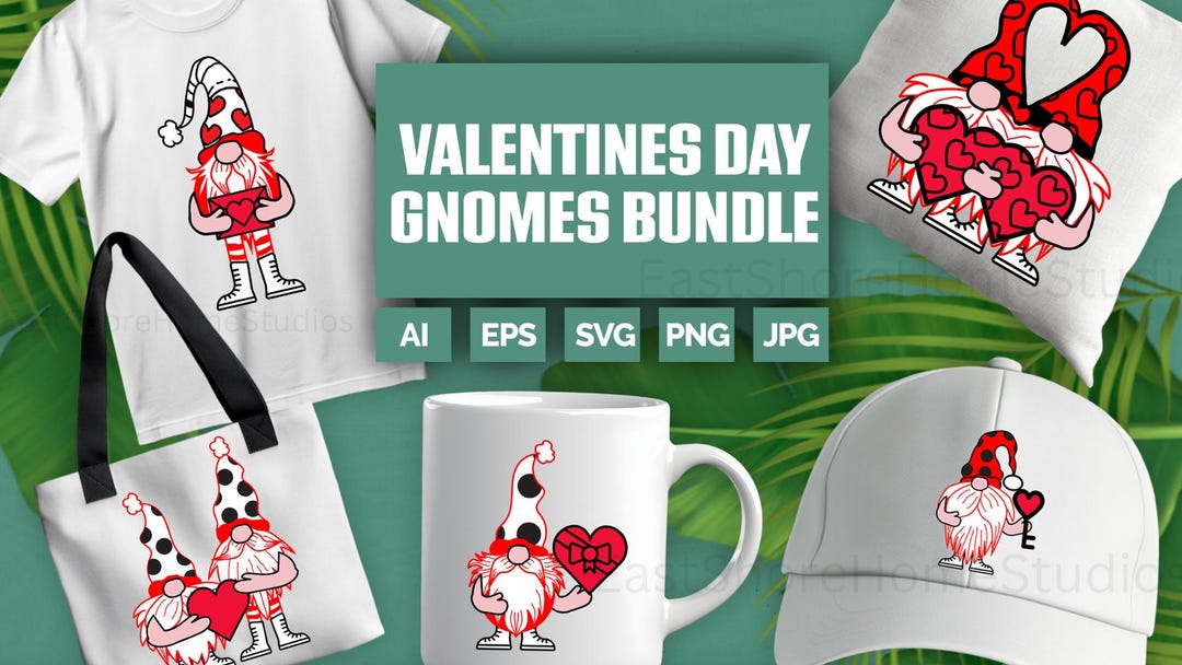 Valentine Gnomes SVG Bundle | Cute Gnome Valentine SVG Files for Cricut ...