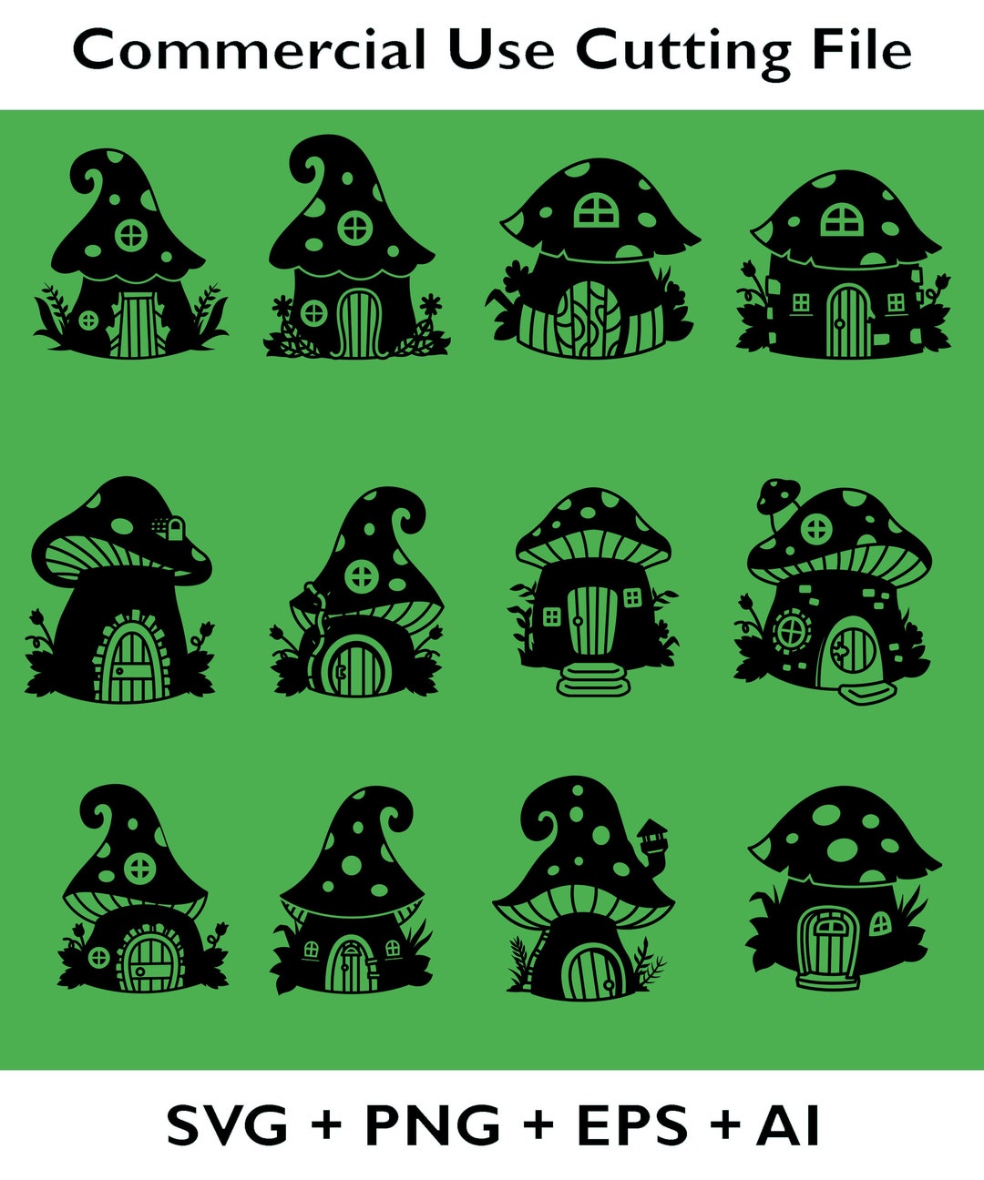 30 Mushroom House SVG Bundle, Gnome House SVG, Fairy House, Magic House ...