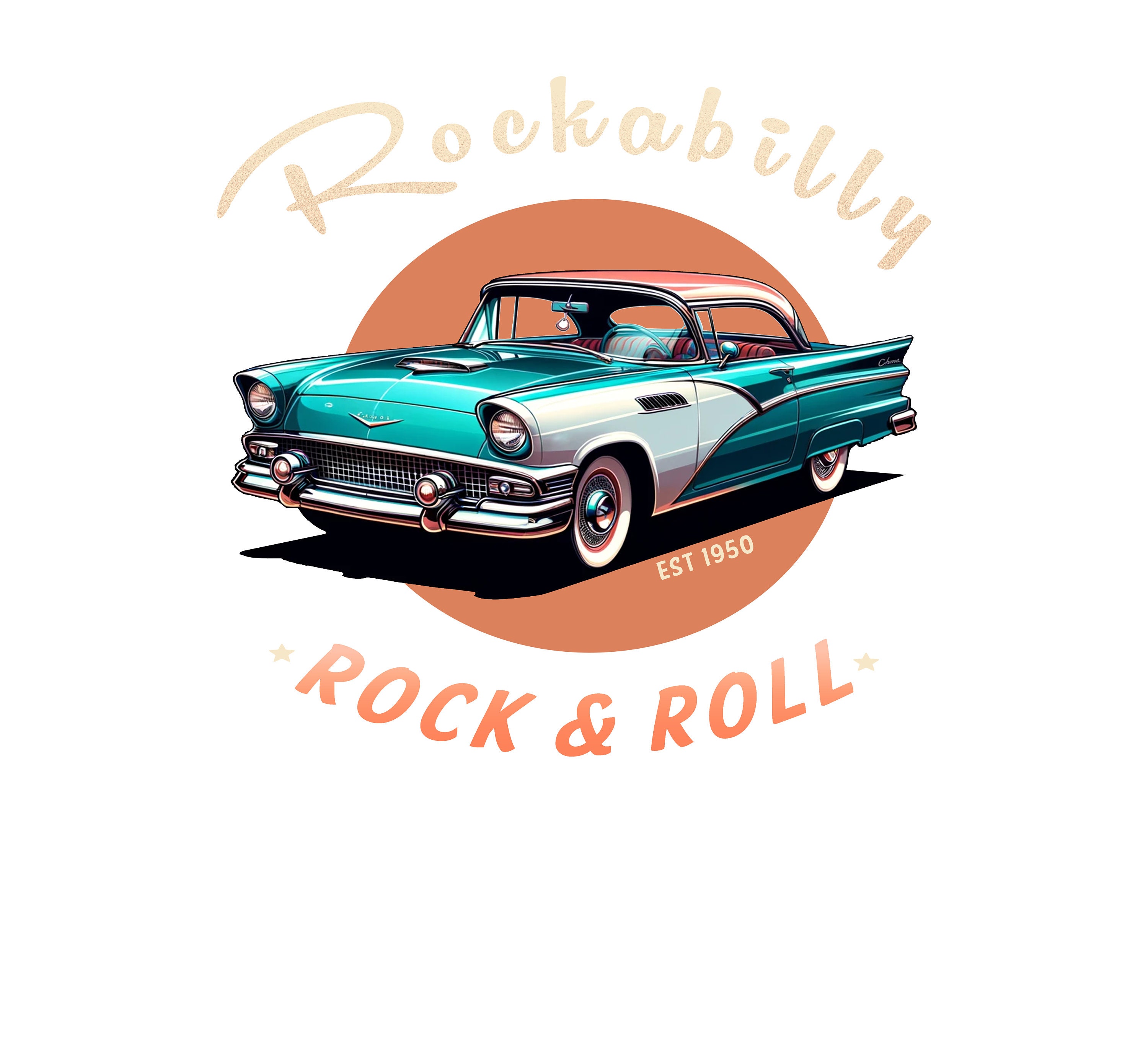 Vintage Rockabilly 1950s Car SVG | Retro Rock & Roll PNG | Classic Car ...