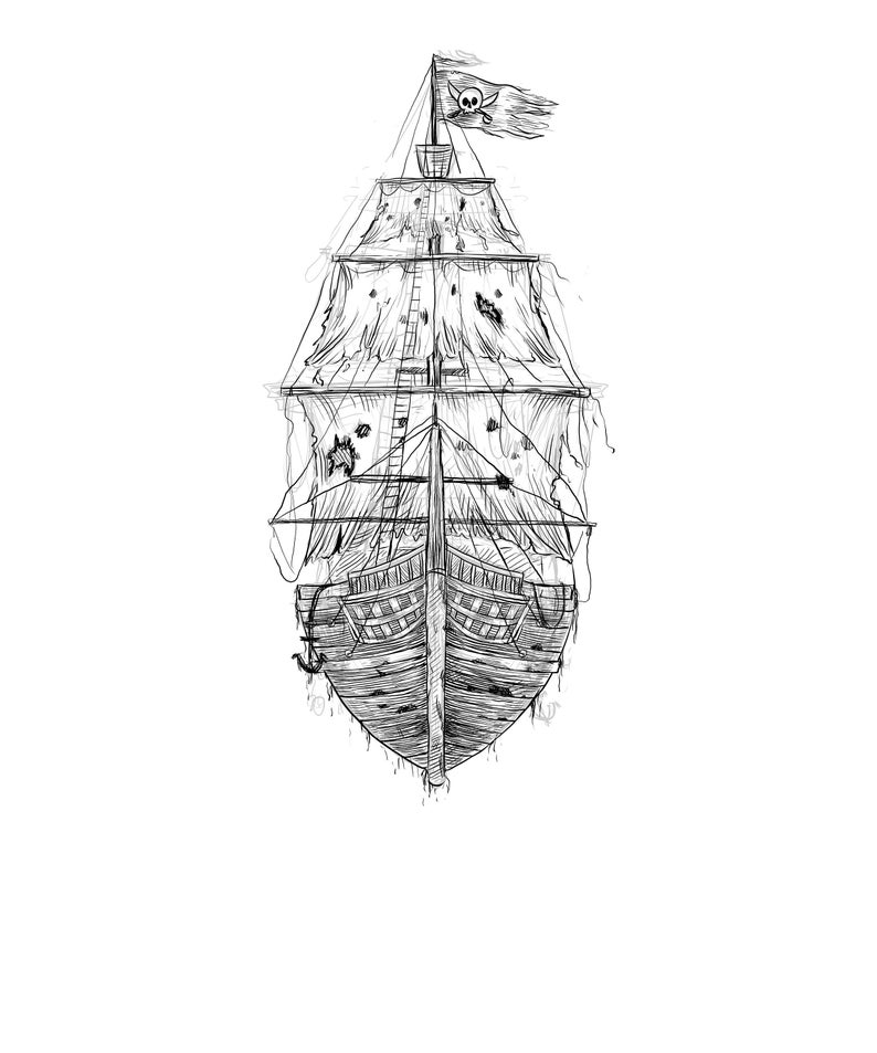 Haunted Pirate Ghost Ship PNG | Dark Fantasy Nautical Clipart for ...