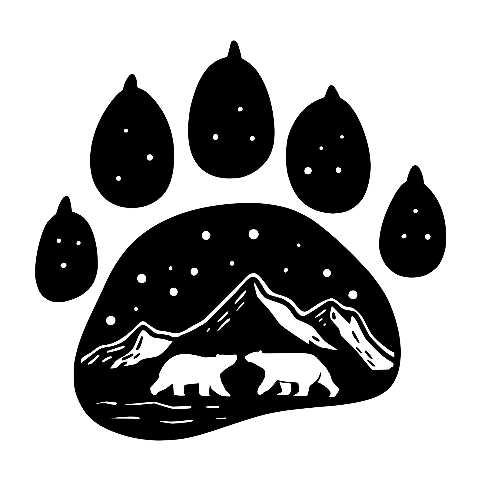 15+ Bear Paw Illustrations Bundle | Intricate Landscape Designs | PNG ...